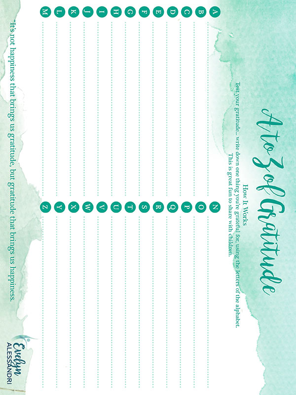 A-Z of Gratitude – Free Download - Evelyn Alessandri - Empowerment Coach